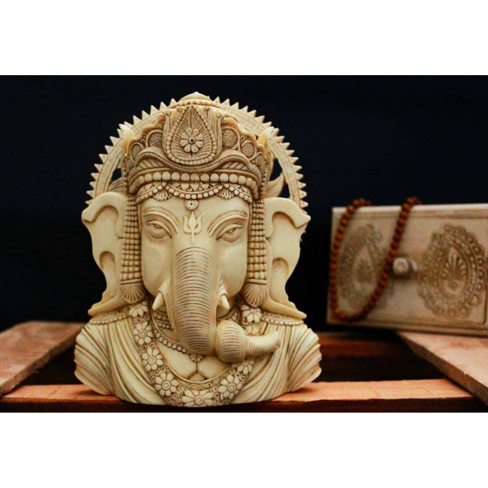 Indicast Resin 8" Inch Lord Ganesha Carving Antique Painting Hindu God ...