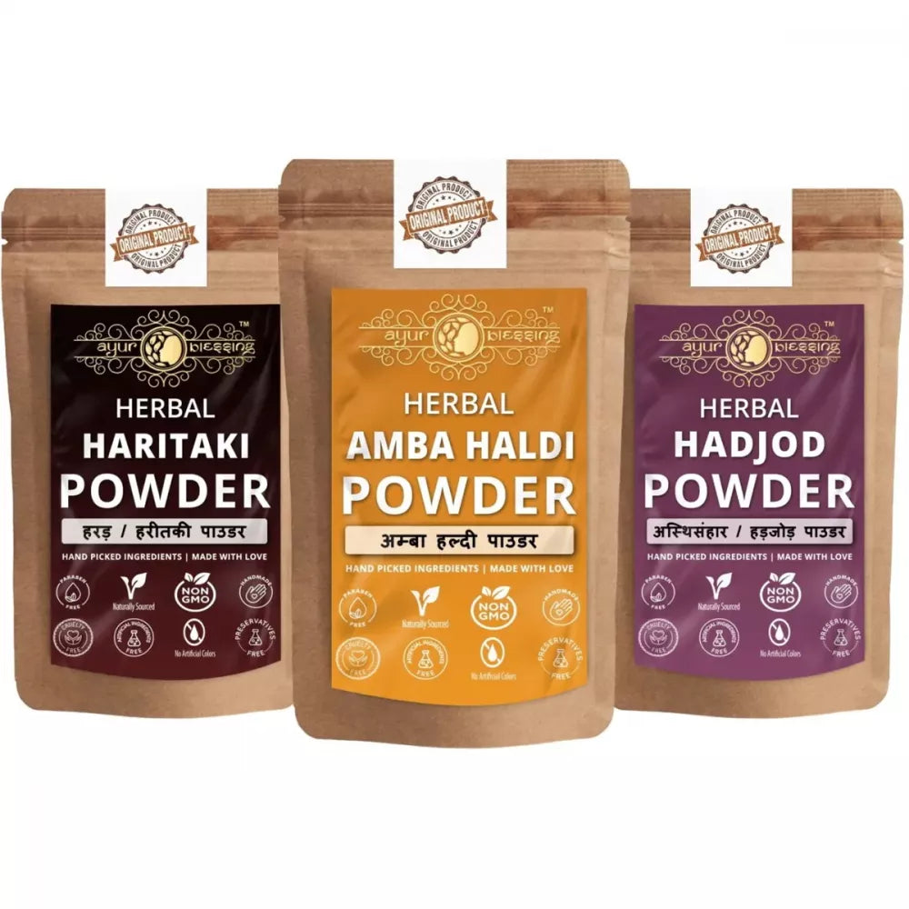 Ayur Blessing Herbal Amba Haldi & Haritaki & Hadjod Powder Combo - Swadesii