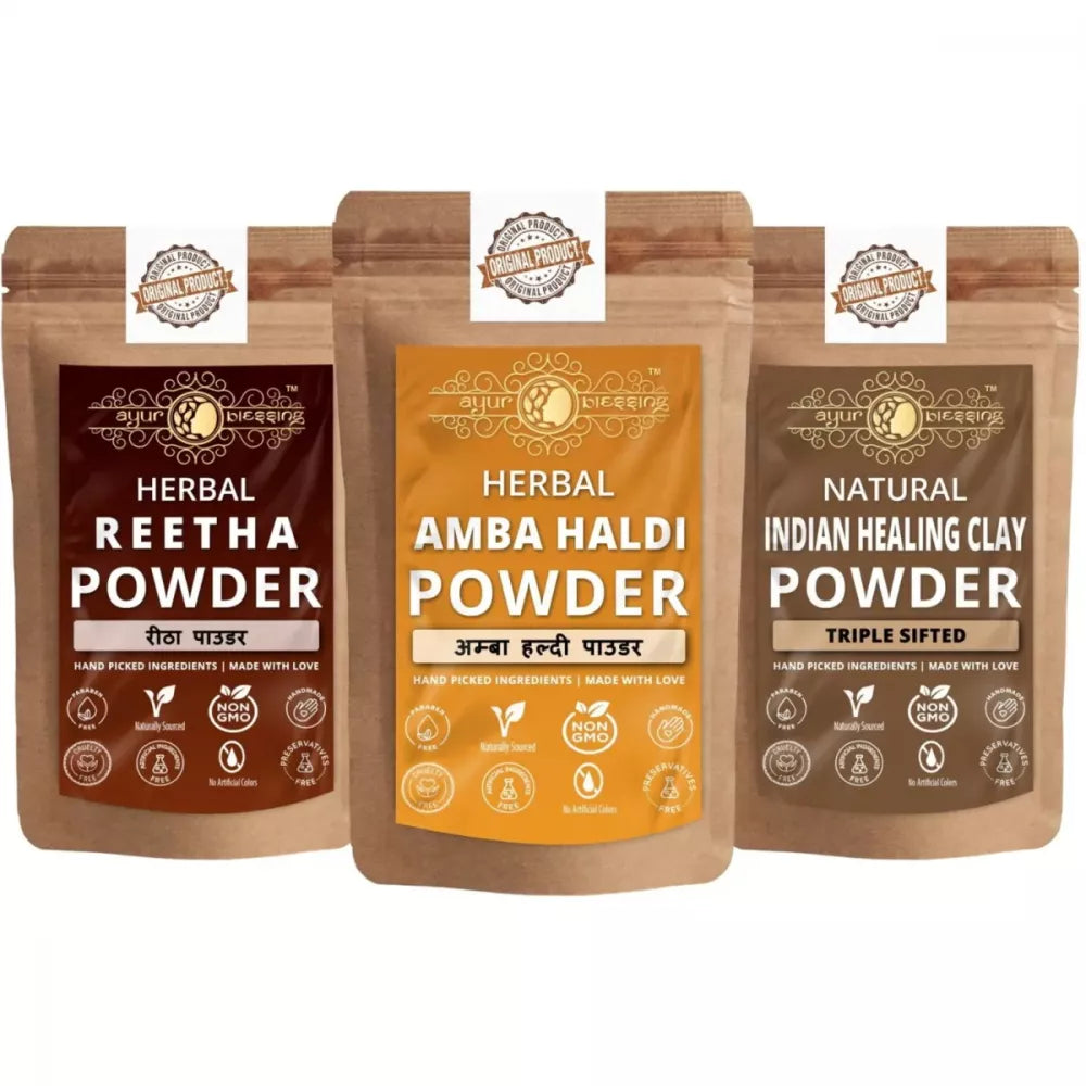 Ayur Blessing Herbal Amba Haldi & Reetha & Indian Healing Clay Powder ...