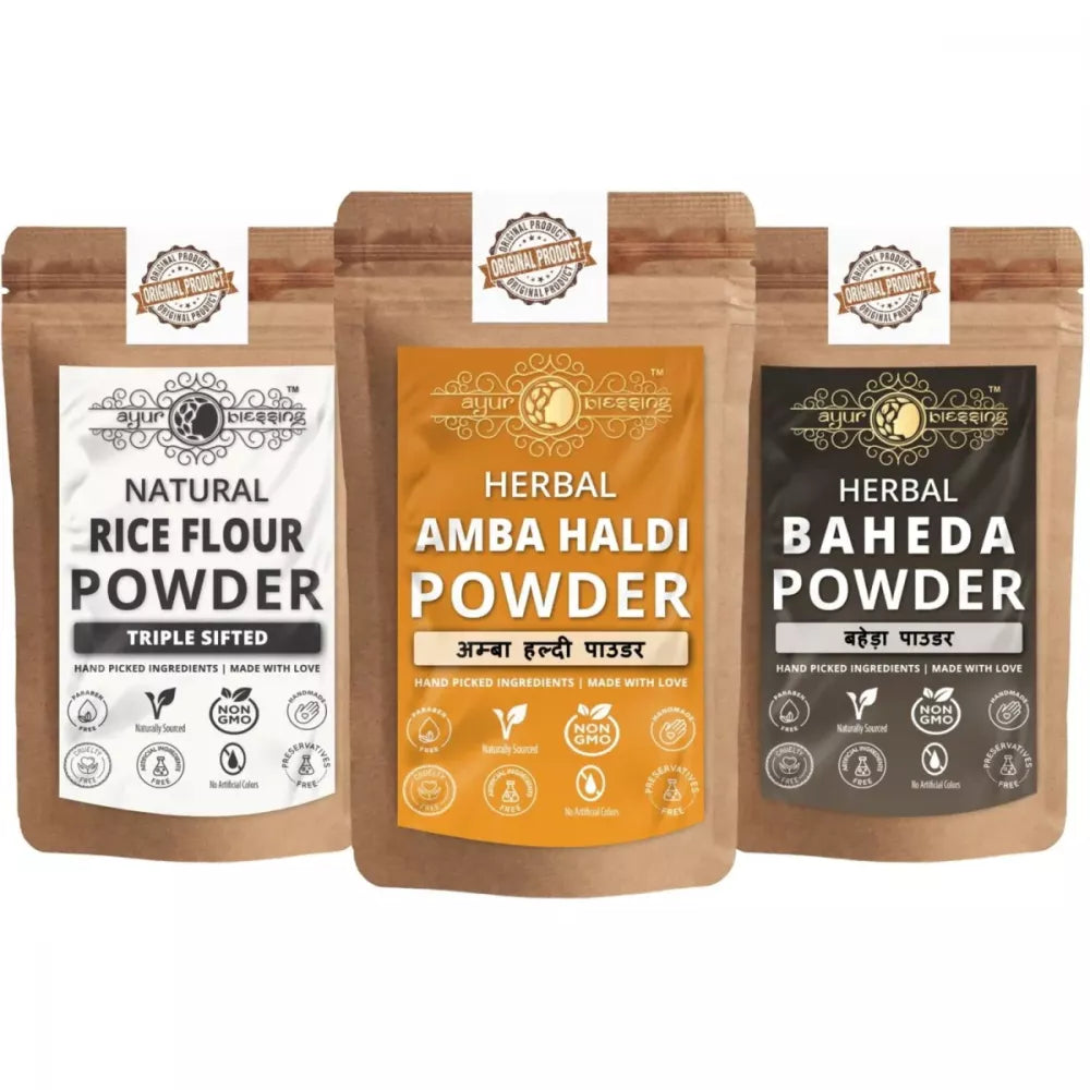 Ayur Blessing Herbal Amba Haldi & Rice & Baheda Powder Combo - Swadesii