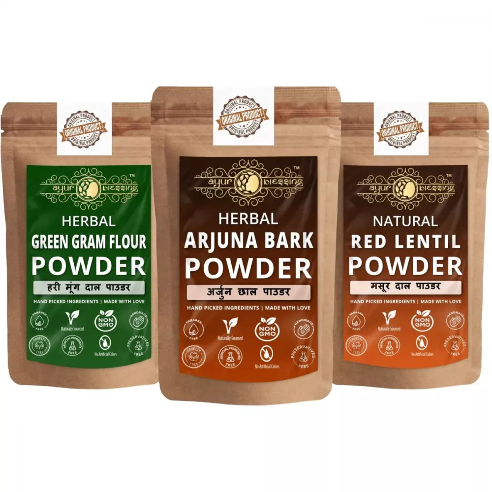 Ayur Blessing Herbal Arjuna Bark & Green Gram Flour & Red Lentil Powde ...