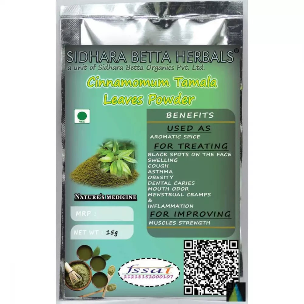 Sidhara Betta Herbals Cinnamomum Tamala Leaves Powder - 15 gms - Swadesii