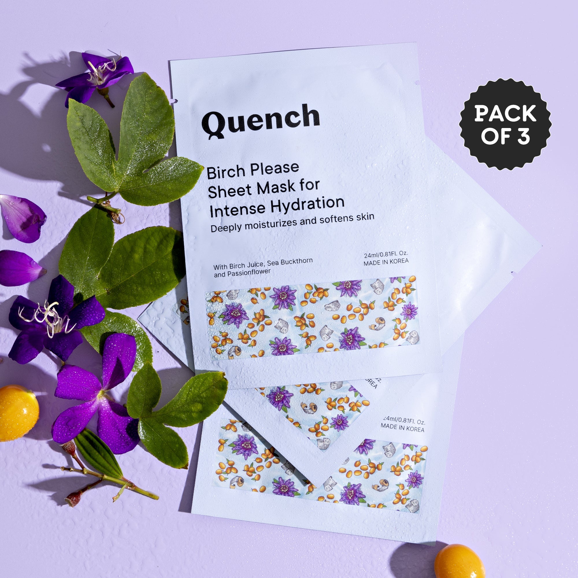 Quench Intense Hydration Sheet Mask - 24 ml (Pack of 3) - Swadesii