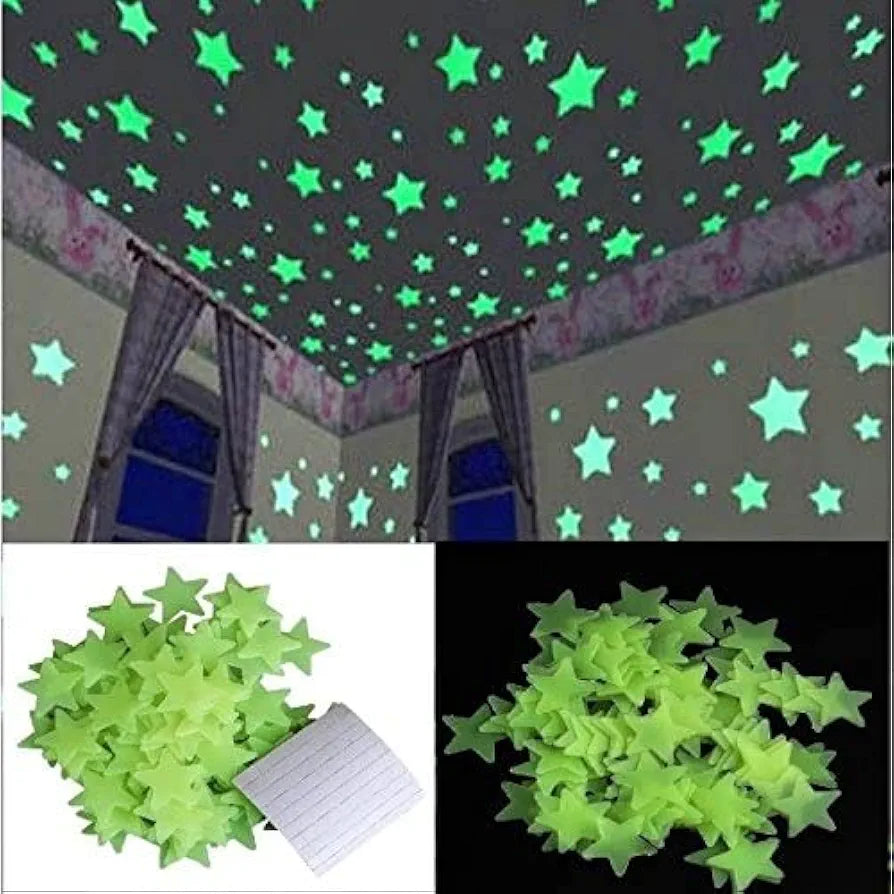 Rangoli Radium Stars Ceiling & Wall Decoration for Kids Room Glow in N ...