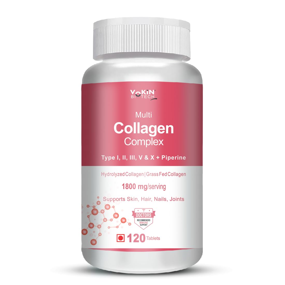 Vokin Biotech Multi Collagen Complex Peptide with all 5 Types - 120 Ta ...