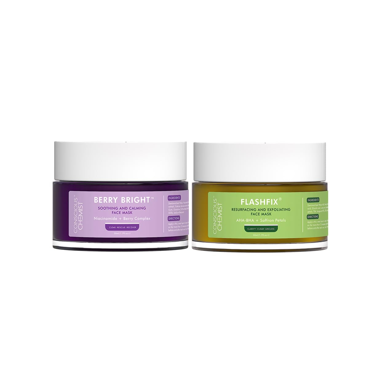 Conscious Chemist Berry Bright & Flash fix Face Mask Combo - Swadesii