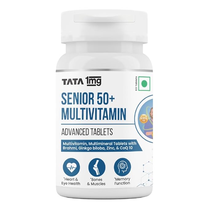 Tata 1mg Senior 50+ Multivitamin & Multimineral Veg Tablet - 60 Tabs ...