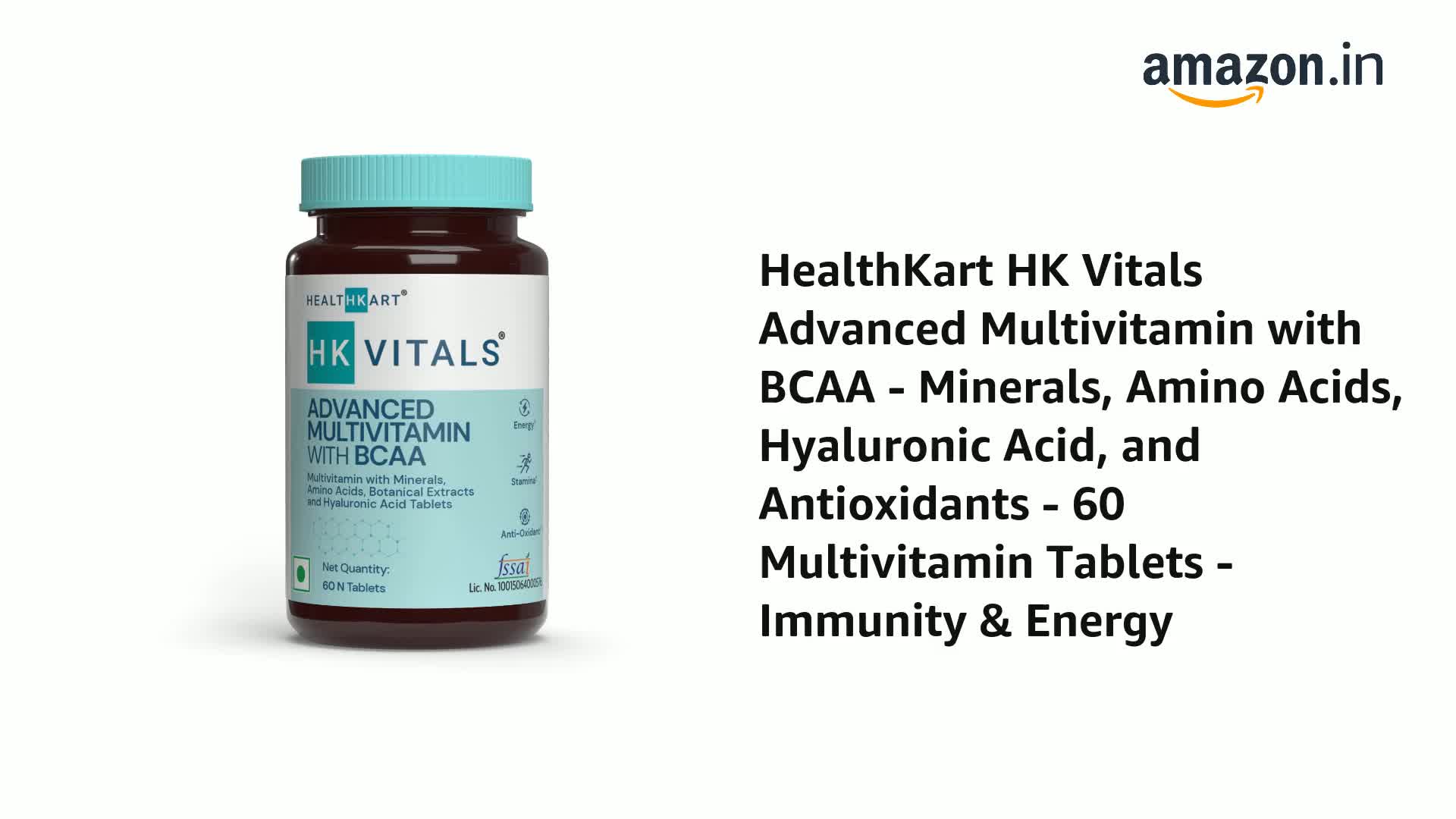 HealthKart HK Vitals Advanced Multivitamin with BCAA - 60 tabs - Swadesii