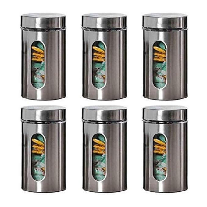Femora Kitchen Storage Jars Steel Body With See Through Window Jar | 1 ...