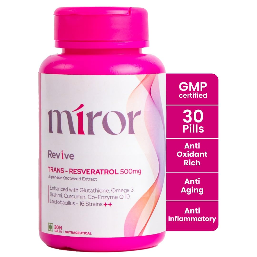 Miror Revive Trans Resveratrol ++ 500 Mg Tablets - 30 Tabs - Swadesii