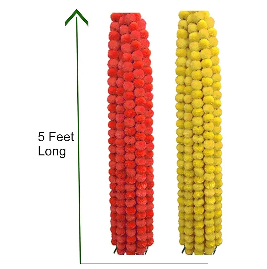 Decorative Marigold Garlands Mala Artificial Flower Genda Phool 4.5 Ft ...