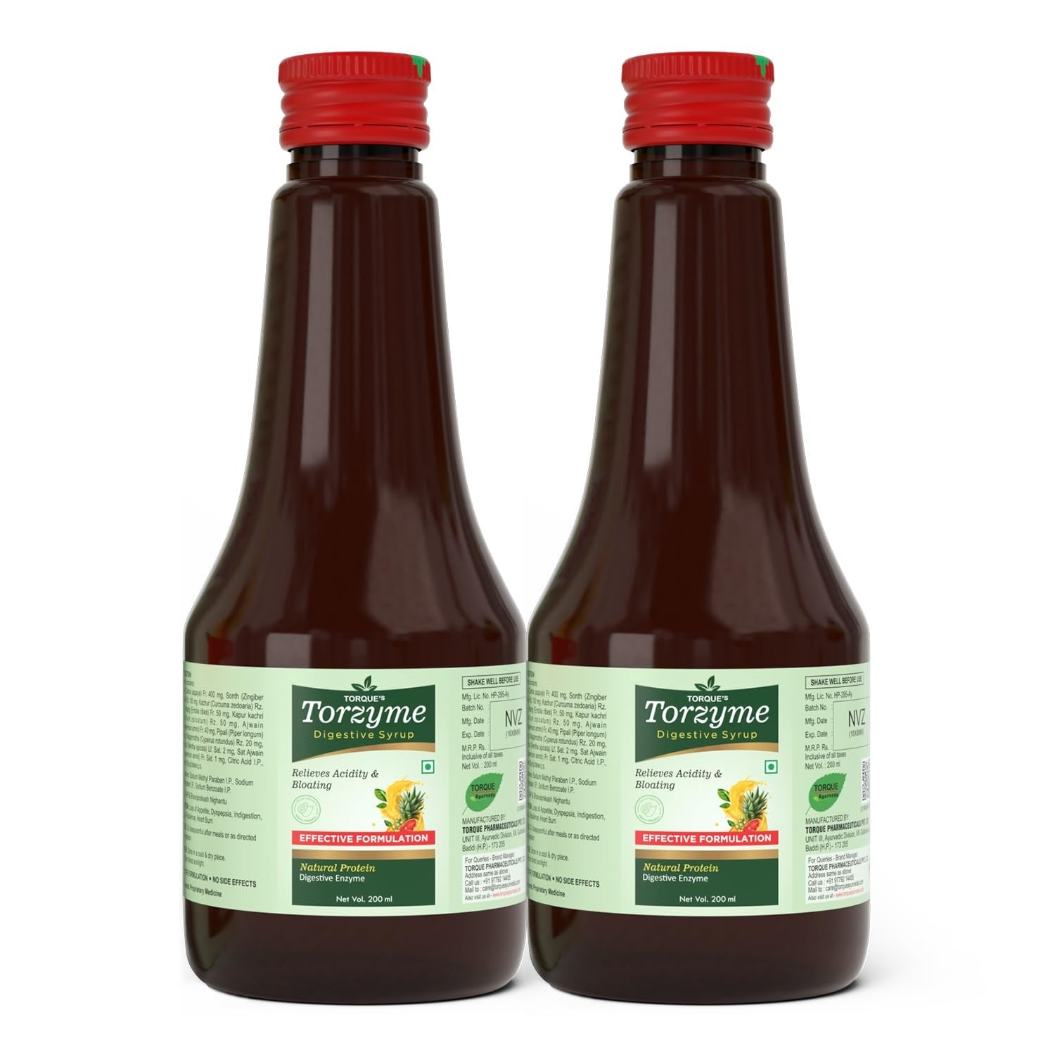 Torque Torzyme Naural Protein Digestive Enzyme Syrup - 200 ml (Pack of ...