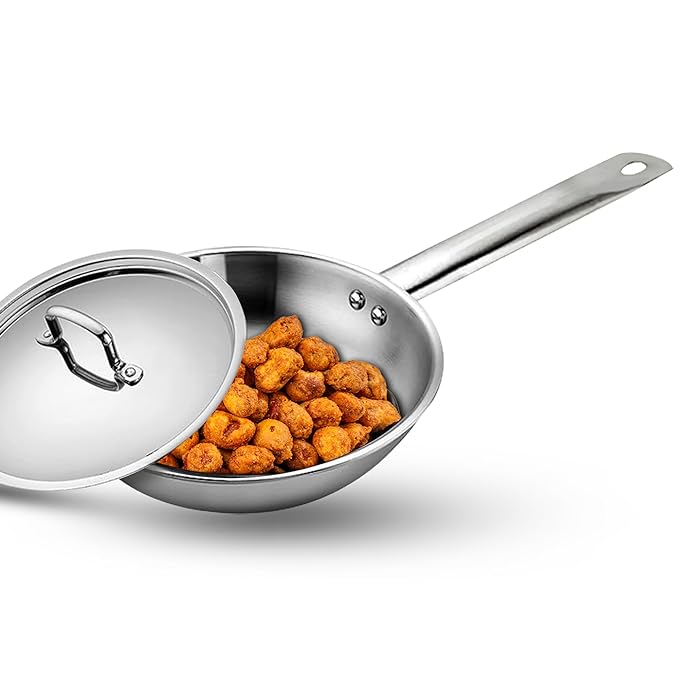 Solara Triply Stainless Steel Frypan With Lid 22 Cm | Gas Stove and In ...