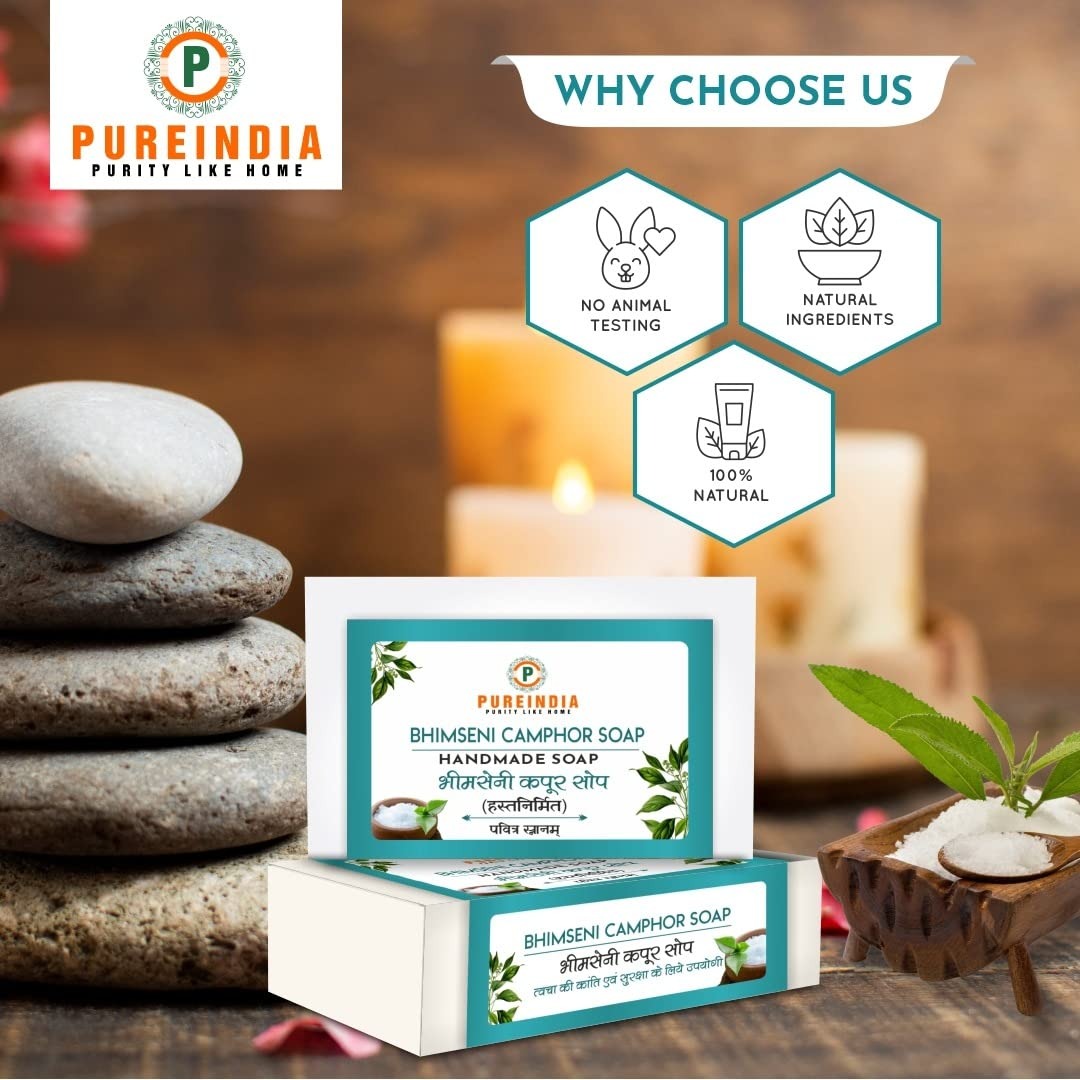 Pure India Bhimseni Camphor Soap - 100 gms (Pack of 2) - Swadesii