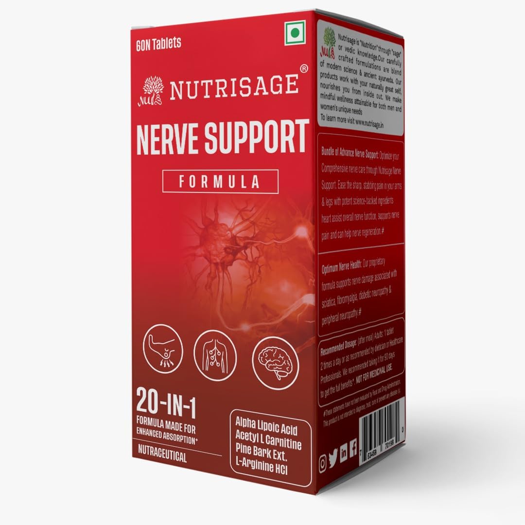 Nutrisage Nerve Support Formula Tablets - 60 Tabs - Swadesii