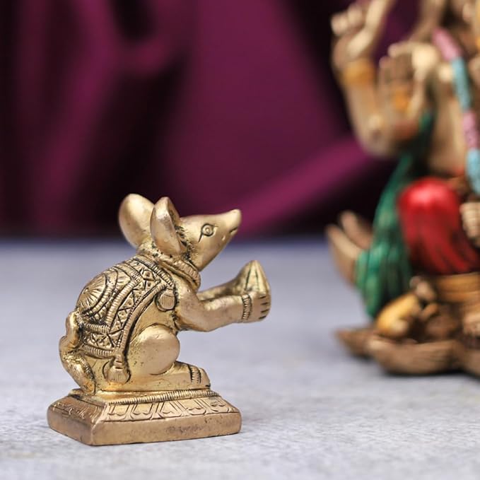 The Advitya Handcrafted Rat/ Mouse Idol With Modak/ Chuha Mushak Vahan ...
