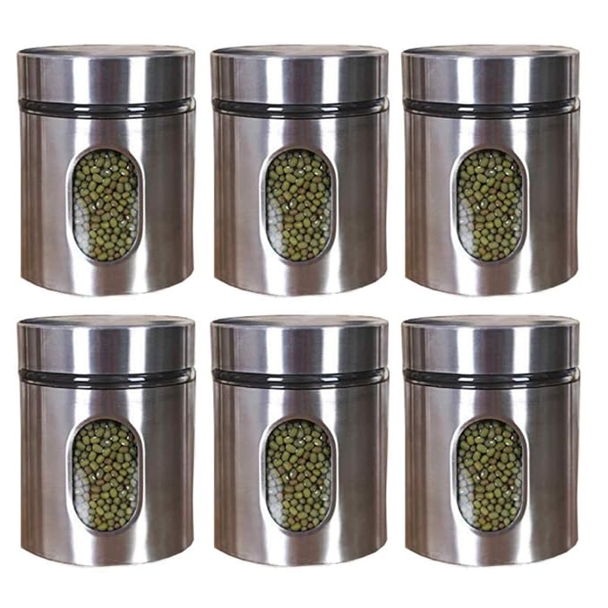Femora Kitchen Storage Jars Steel Body With See Through Window Jar | 3 ...