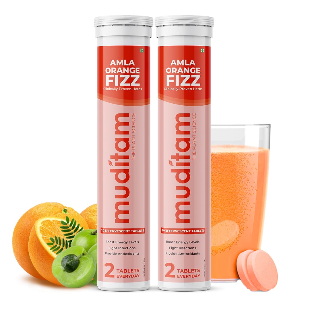Muditam Ayurveda Amla Orange Fizz Tablet - 40 Effervescent Tablets ...