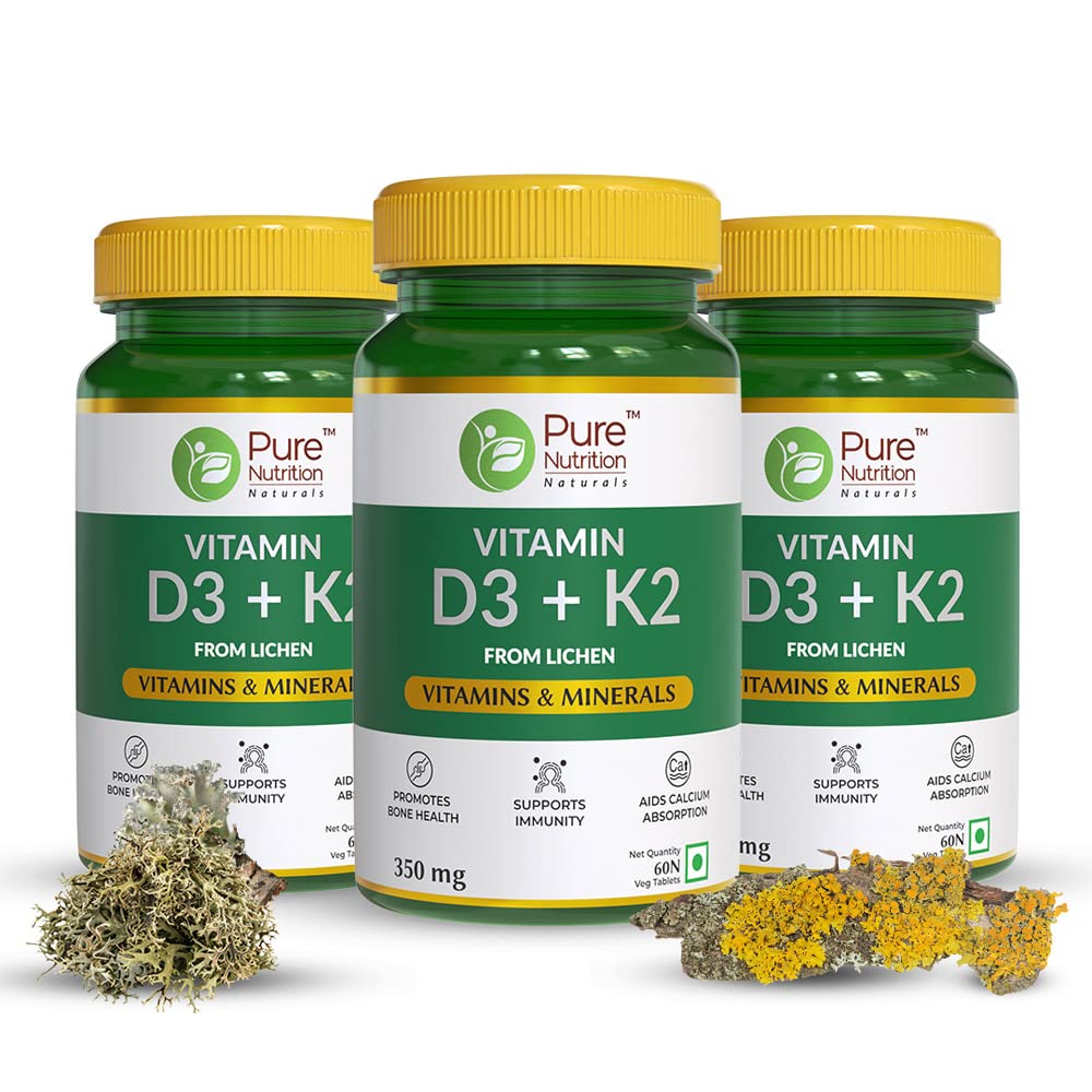 Pure Nutrition Naturals Vitamin D3 Plus K2 - 60 tabs - Swadesii