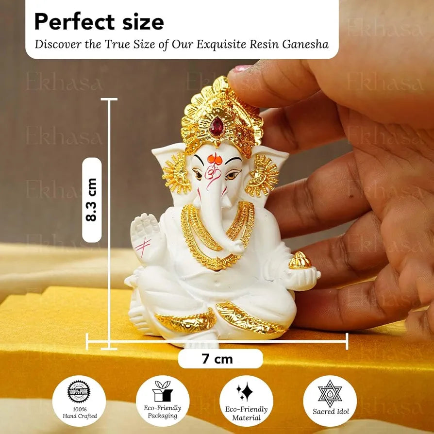 Ekhasa Ganesh Idol for Car Dashboard Ganpati Idol for Cars White 1 ...