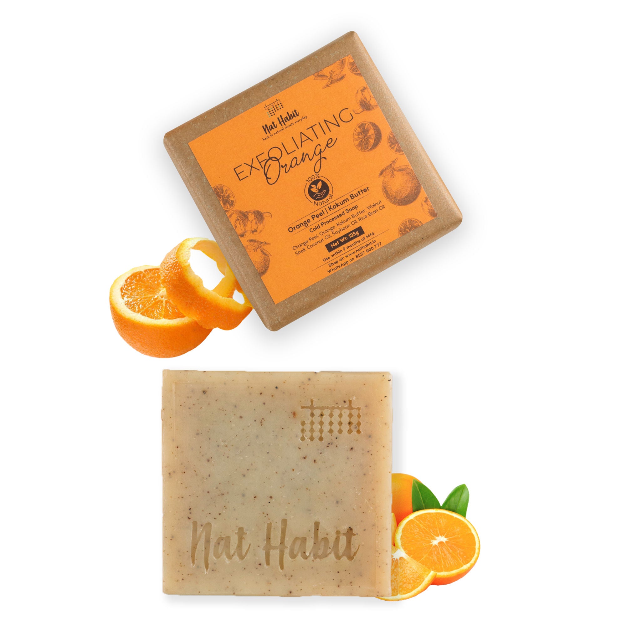 Nat Habit Cold Processed Exfoliating Orange Soap - Swadesii