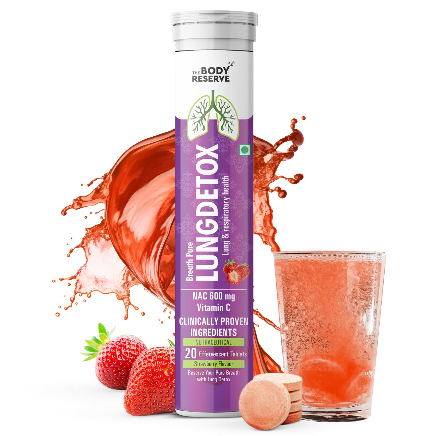 The Body Reserve Lung Detox Effervescent Tablets Strawberry Flavour ...