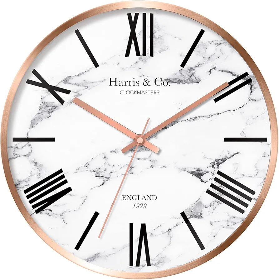 Harris & Co. Clockmasters Luxury Wall Clock Marble Design - 12 Inch -A ...