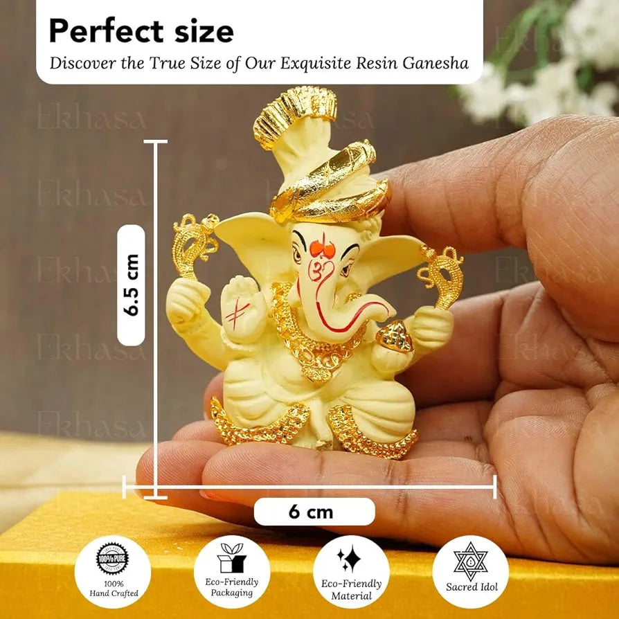 Ekhasa Ganesh Idol for Car Dashboard Ganpati Idol for Cars Ivory 3 ...