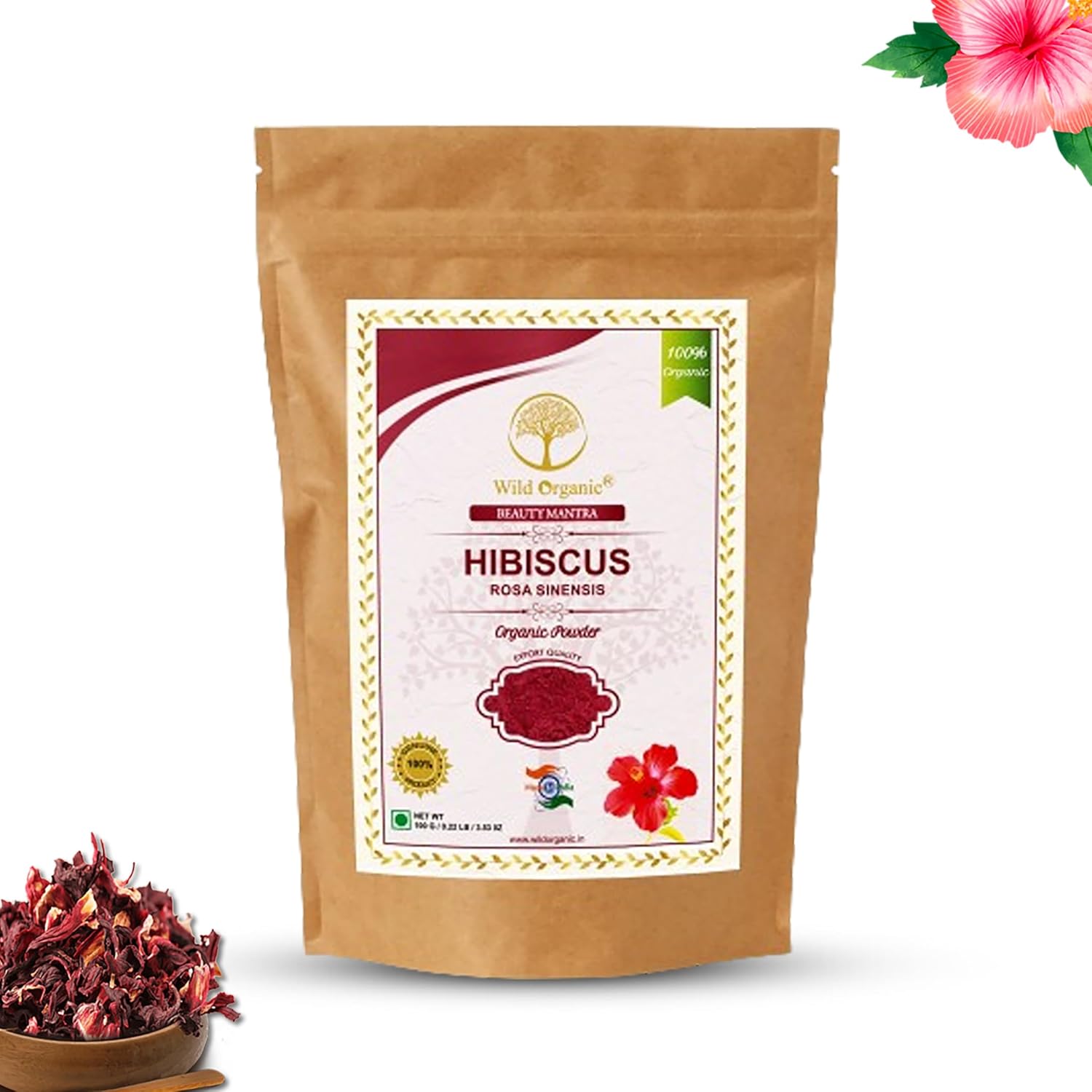 Wild Organic 100% Natural Hibiscus Flower Gudhal Powder - 100 gms ...