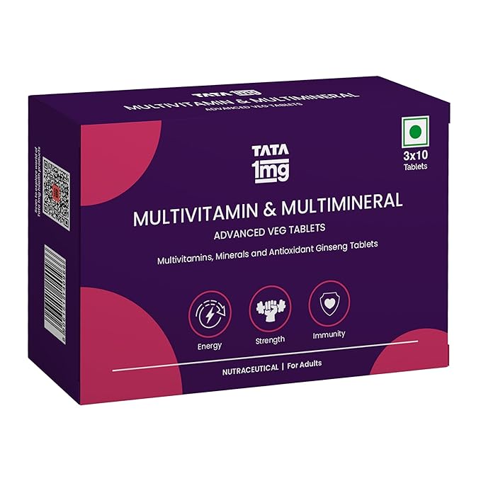 Tata 1mg Multivitamin Veg Tablet with Multimineral -10 Tabs (pack of 3 ...
