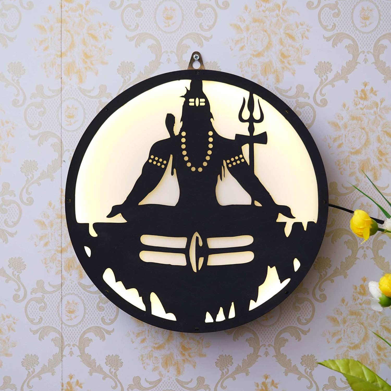 Ecraftindia Lord Shiva Wooden Cutout Led Light Lamp Decorative Wall Ha ...