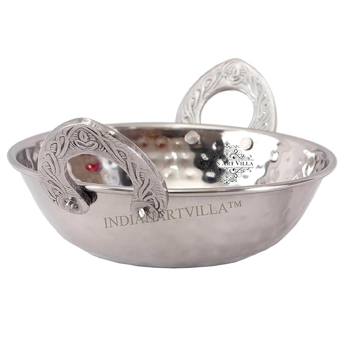 Indian Art Villa Steel Kadhai Kadai Wok Hammer Design - 200 gms - Swadesii