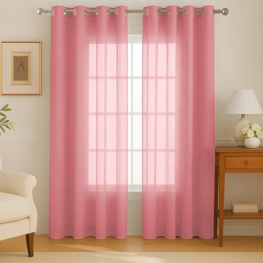 Cloth Fusion Plain Cotton Feel Sheer Door Curtains 9 Feet Long Set of ...