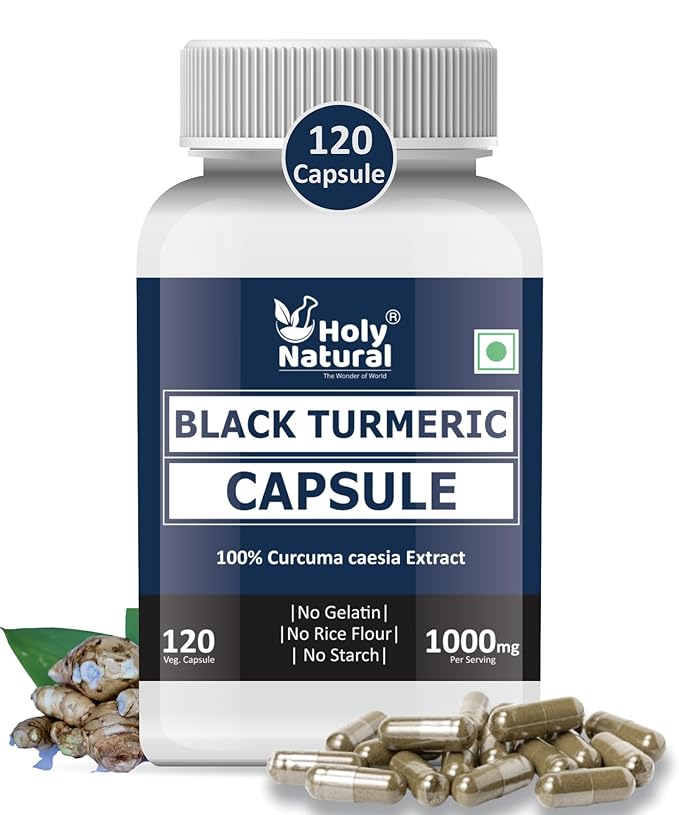 Holy Natural Black Turmeric Capsules - 120 Capsules - Swadesii