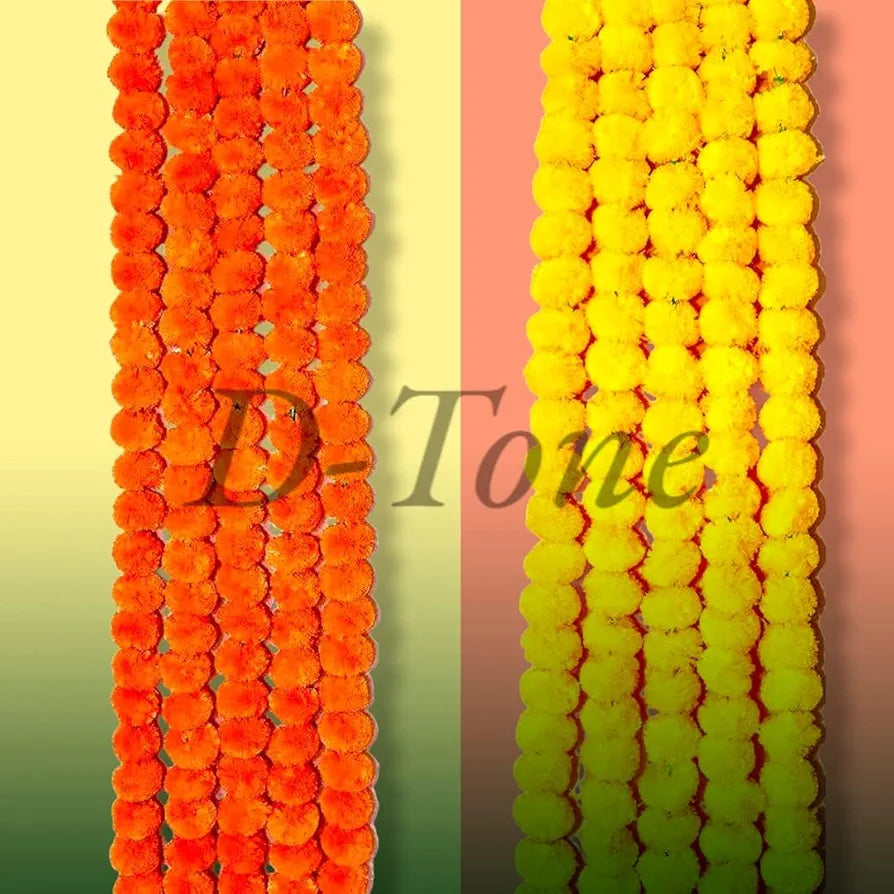 Decorative Marigold Garlands Mala Artificial Flower Genda Phool 4.5 Ft ...
