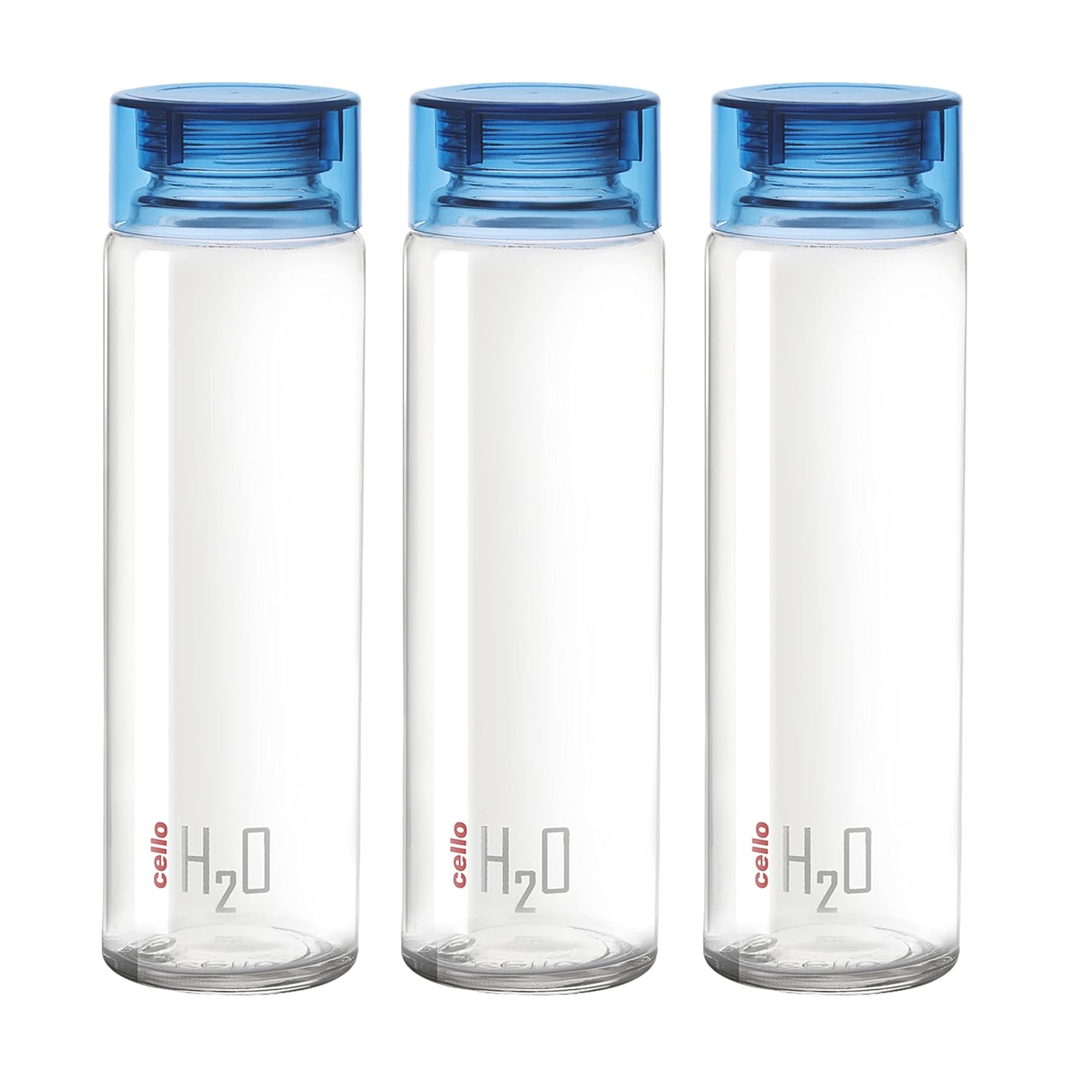 Cello H2O Glass Fridge Water Bottle with Plastic Cap | 920 ml | Set of ...