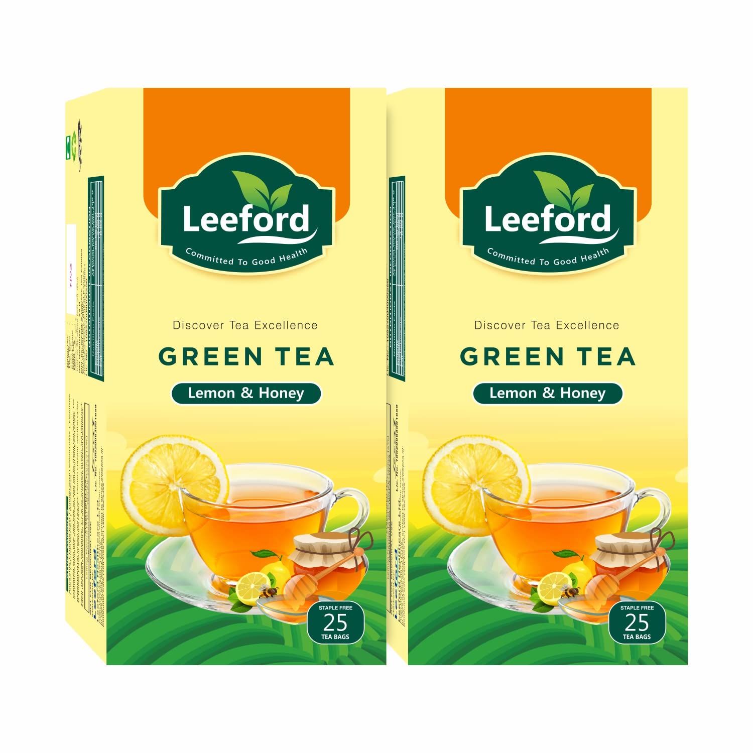 Leeford Green Tea Lemon With Honey - 25 Bags (Pack of 2) - Swadesii