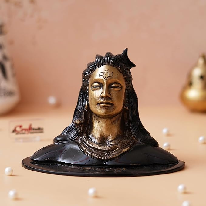Ecraftindia Black and Golden Brass Lord Adiyogi Shiva Statue | Shiv Mu ...