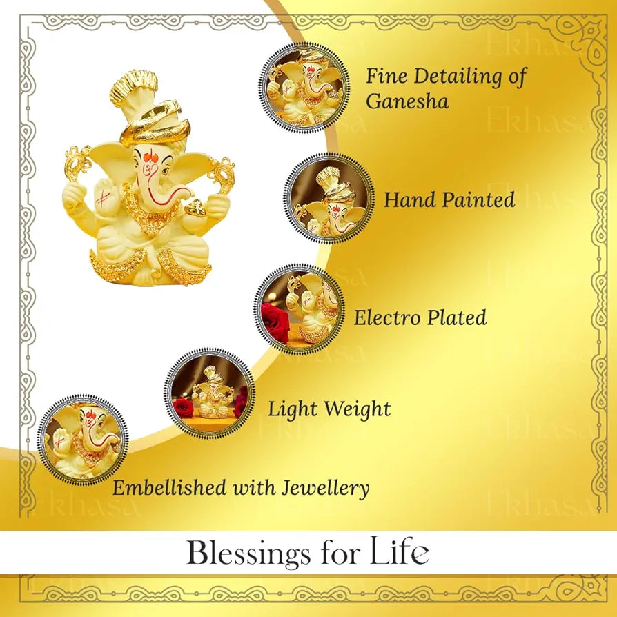 Ekhasa Ganesh Idol for Car Dashboard Ganpati Idol for Cars Ivory 3 ...