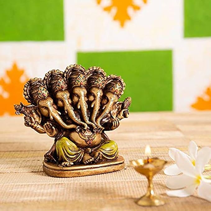 Indicast Resin 5" Inch Panchmukhi Lord Ganesha Hindu God Ganesh Ganpat ...