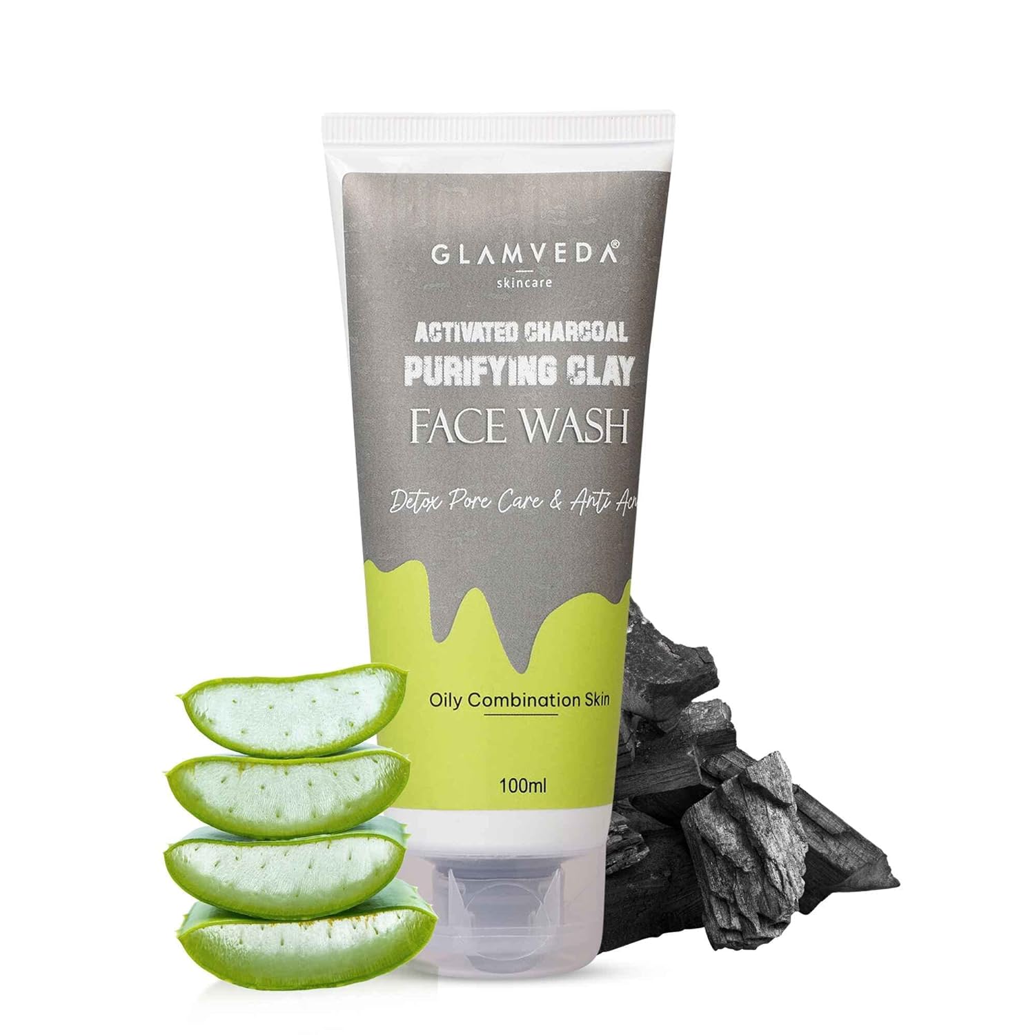 Glamveda Activated Charcoal Clay Face Wash - 100 gms - Swadesii
