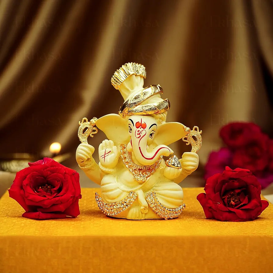 Ekhasa Ganesh Idol for Car Dashboard Ganpati Idol for Cars Ivory 3 ...