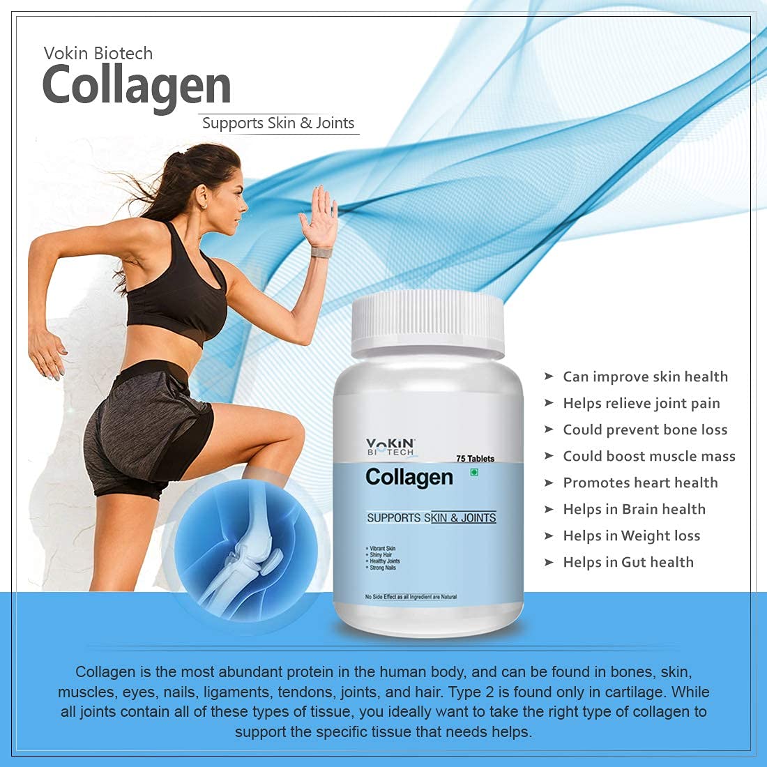 Vokin Biotech Collagen Complex Formulas Tablets - 75 Tabs - Swadesii