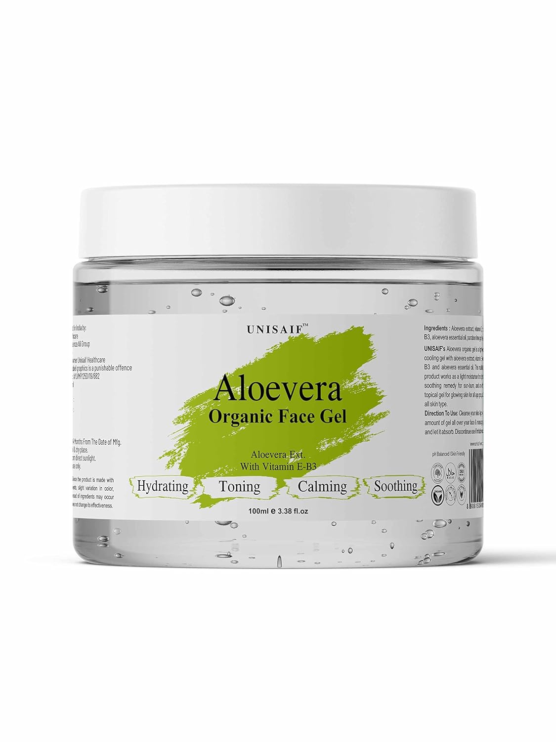 Unisaif Aloevera Organic Facial Gel With Vitamin E & Pure Aloevera Jui ...