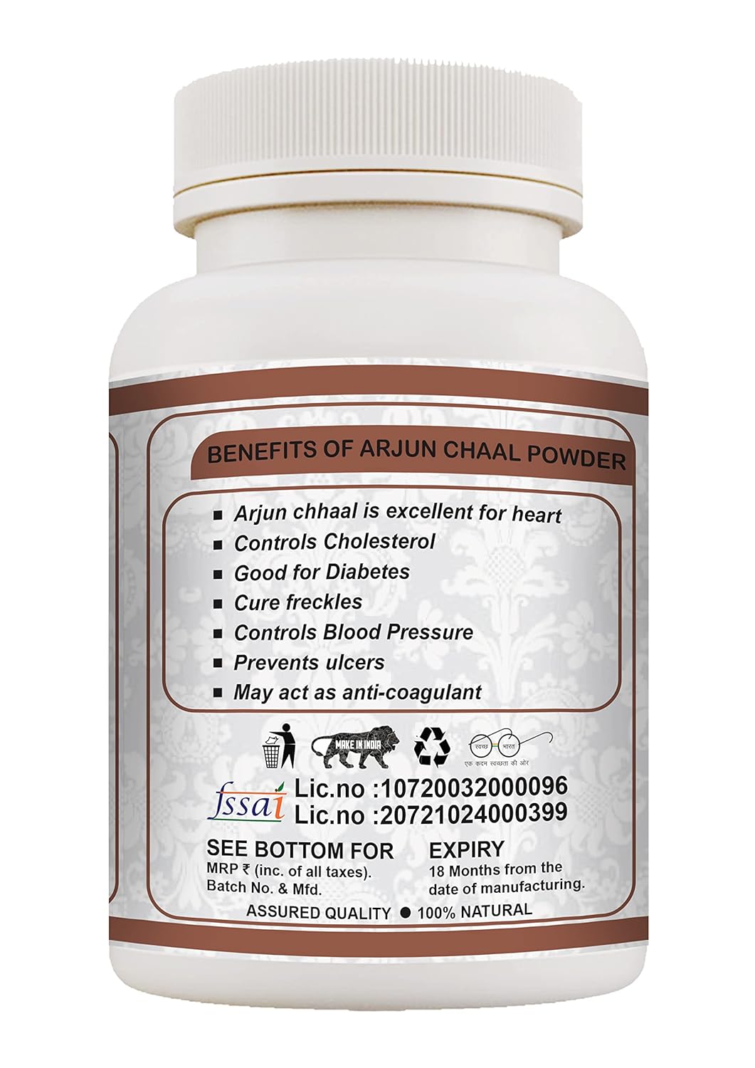 Tri-Origin Ayurveda Arjun Chaal Powder - 100gms - Swadesii