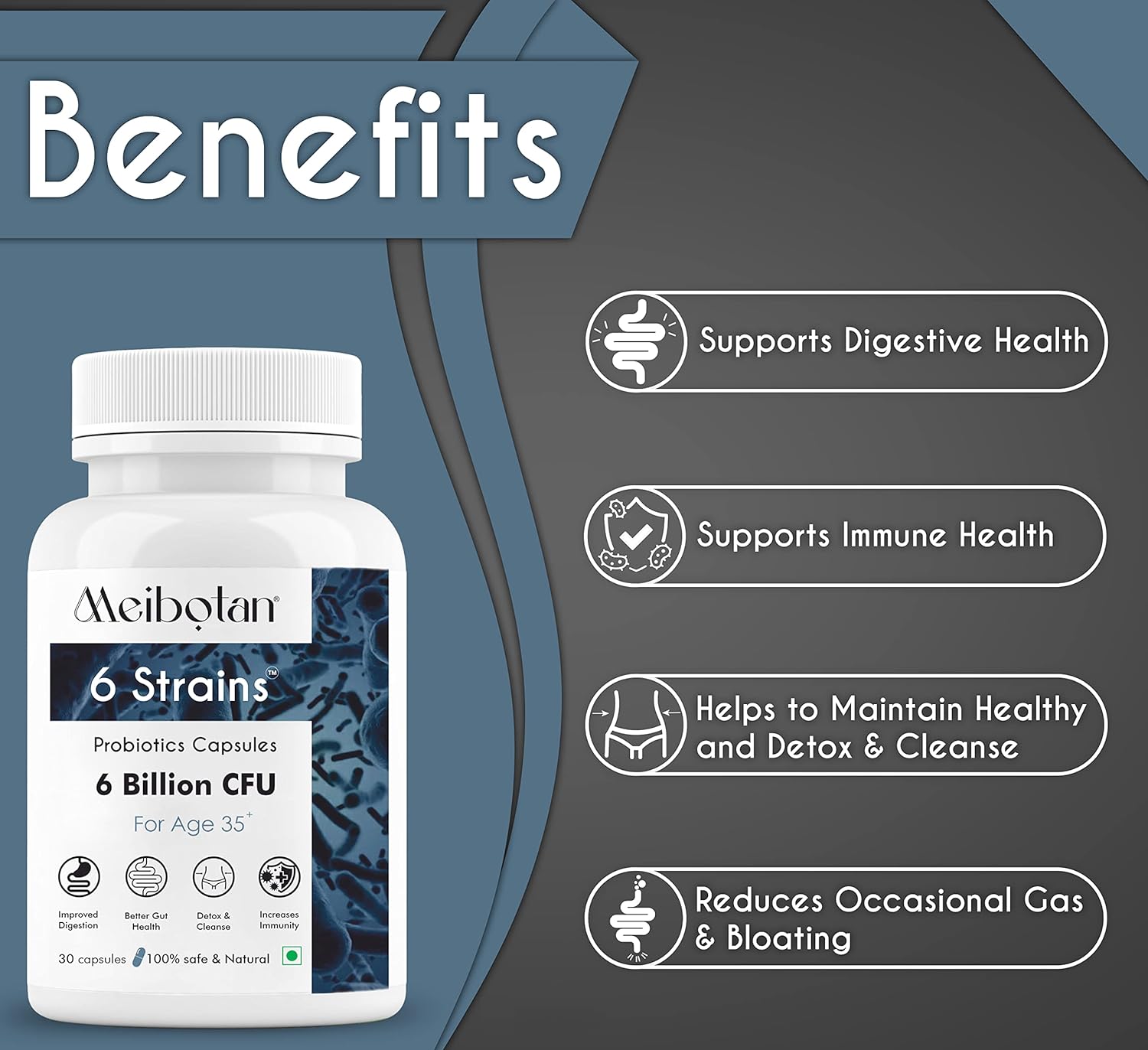 Meibotan 6 Strains with 6 Billion CFU - 30 caps - Swadesii