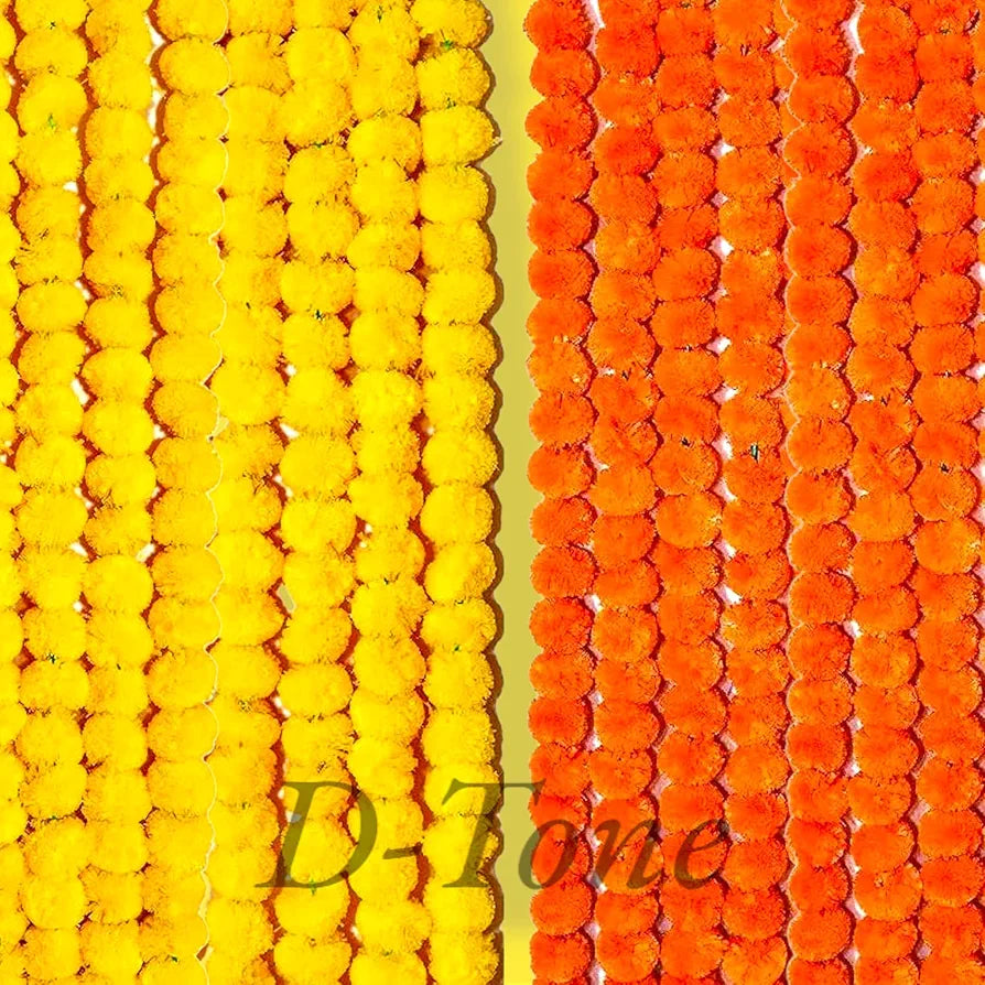 Decorative Marigold Garlands Mala Artificial Flower Genda Phool 4.5 Ft ...