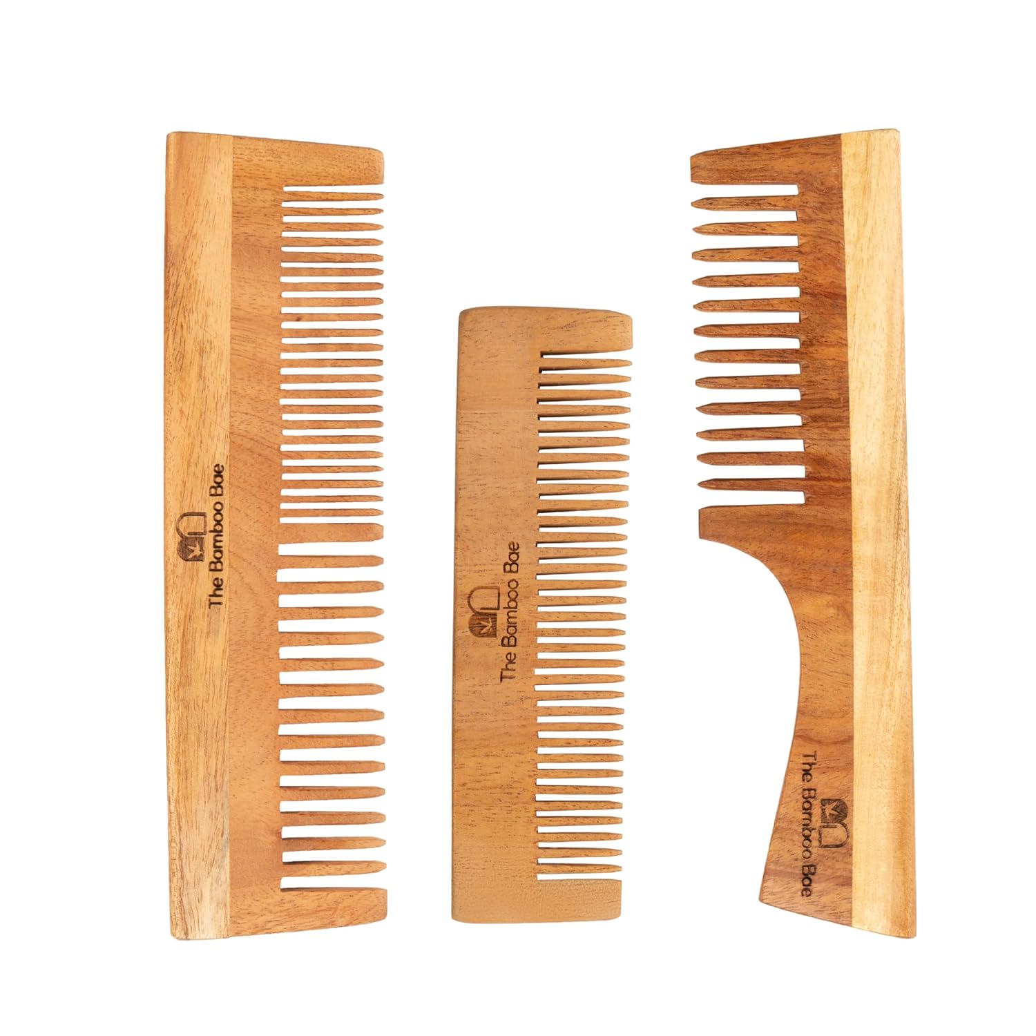 The Bamboo Bae Neem Comb Combo | Women & Men | Handmade Wooden Natural ...