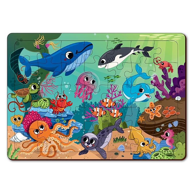 Mini Leaves 35 Piece Puzzle for Kids | Ocean Animals Jigsaw Puzzle | E ...
