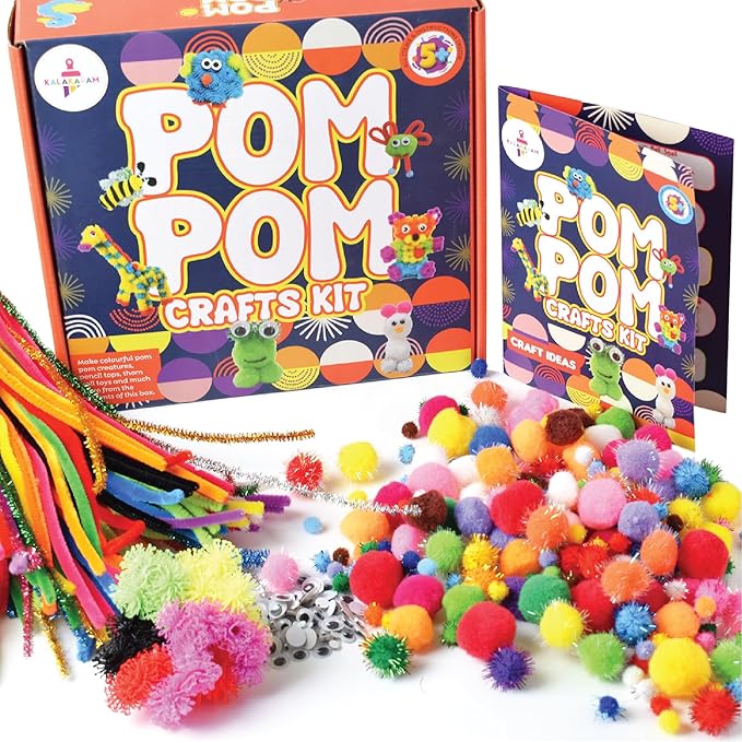 Kalakaram Diy Pom Pom Craft Kit for Kids | Create Adorable Pom Pom Cra ...